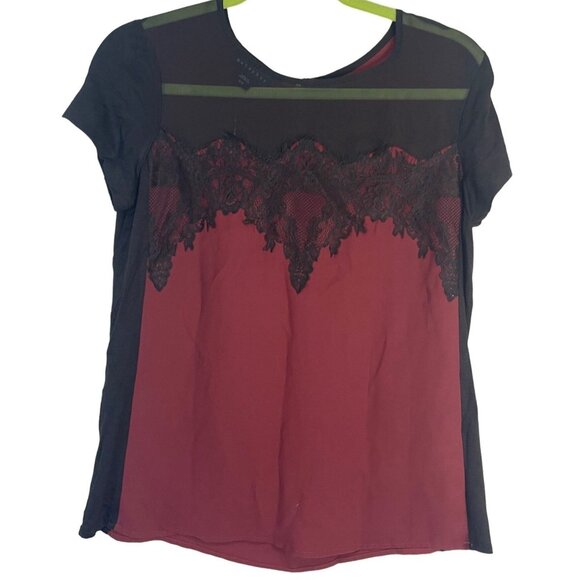 metophor | Tops | Metaphor Short Sleeve Shirt Lace Zipper Sheer ...